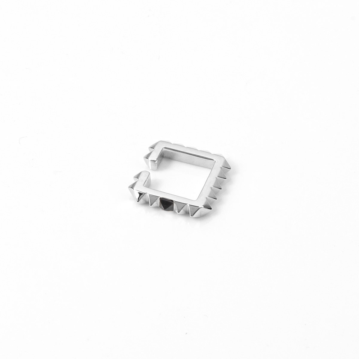 SQUARE MINI STUDS ONYX EAR CUFF【Silver】 - ELRINA