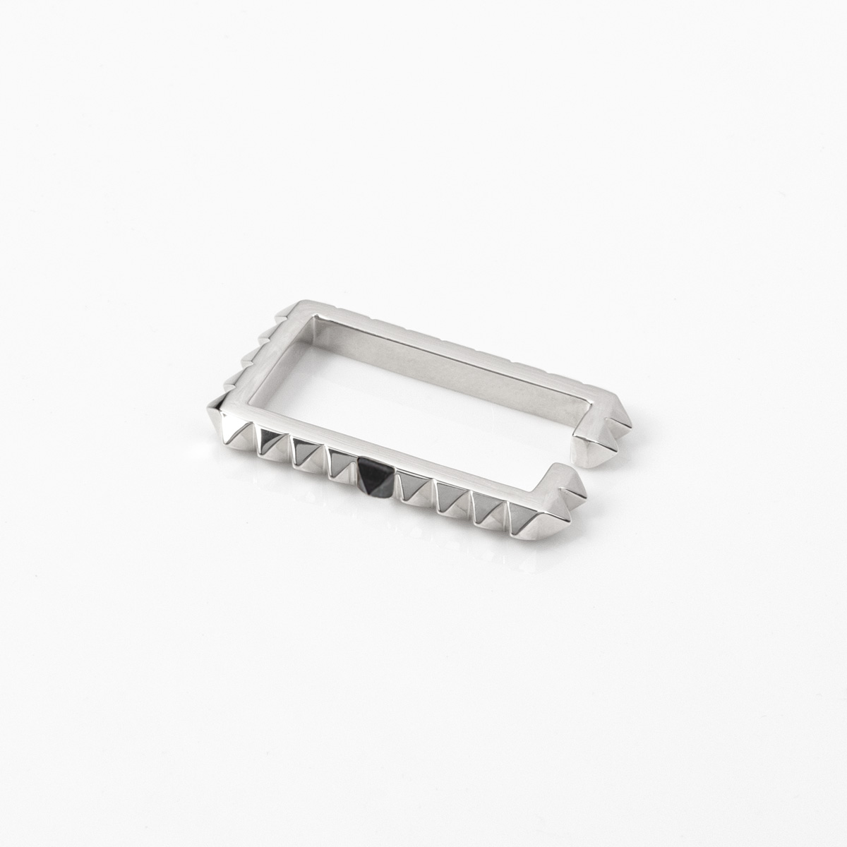 RECTANGLE STUDS ONYX EAR CUFF【Silver】 - ELRINA
