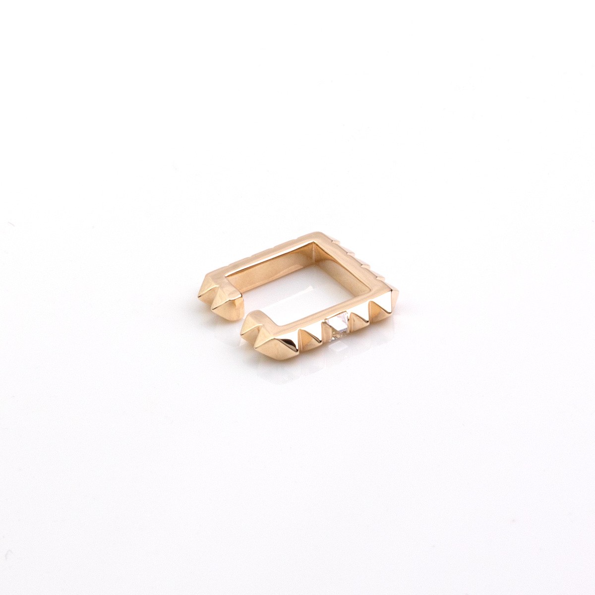 SQUARE MINI STUDS DIAMOND EAR CUFF【K10 YellowGold】 - ELRINA