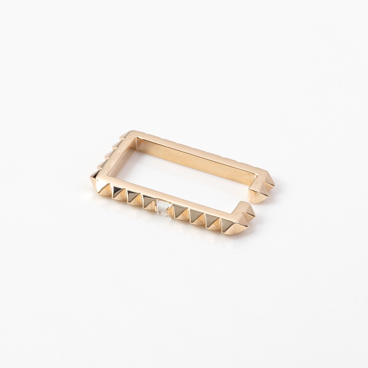 RECTANGLE STUDS DIAMOND EAR CUFF【K10 YellowGold】 - ELRINA