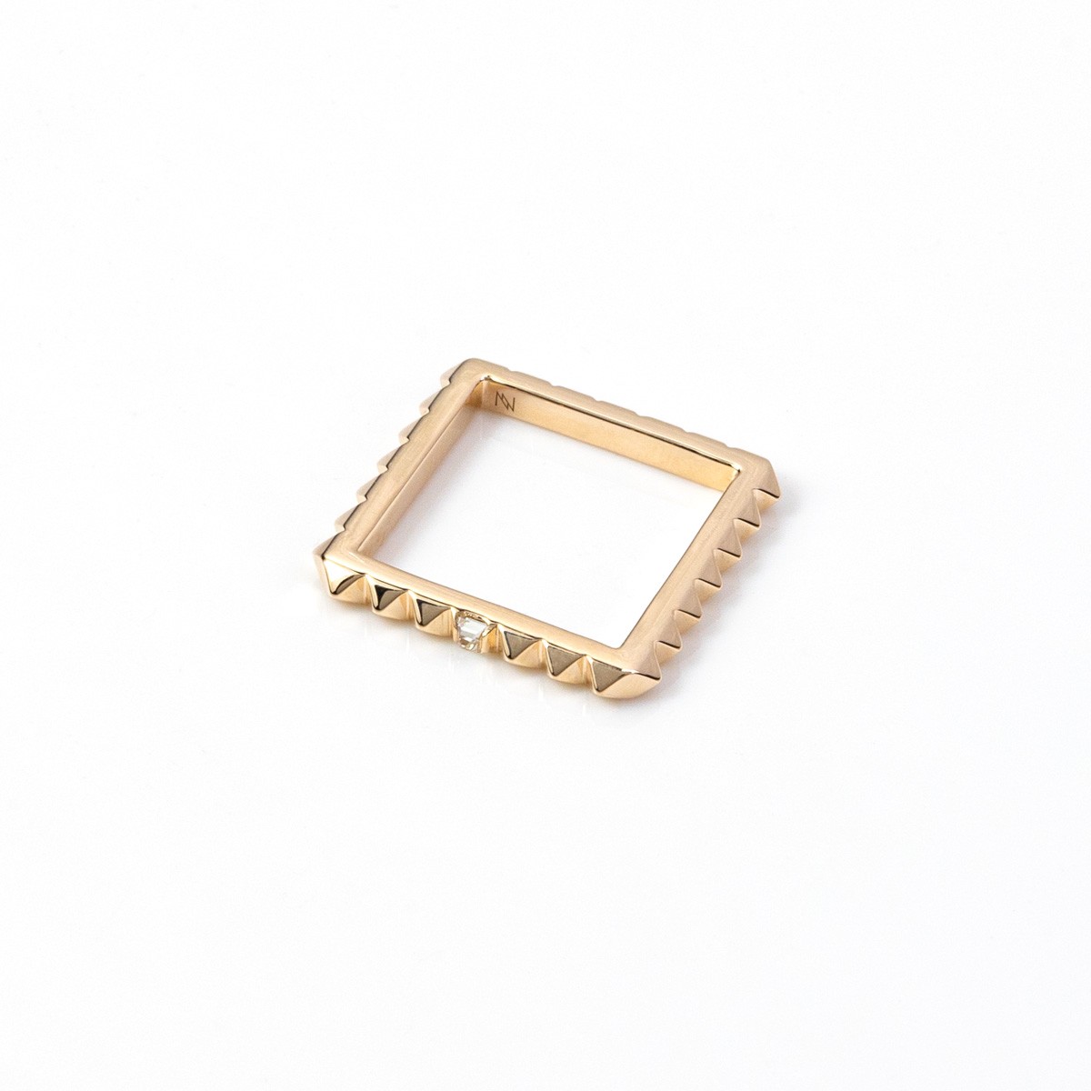 SQUARE STUDS DIAMOND RING【K10 YellowGold】 - ELRINA