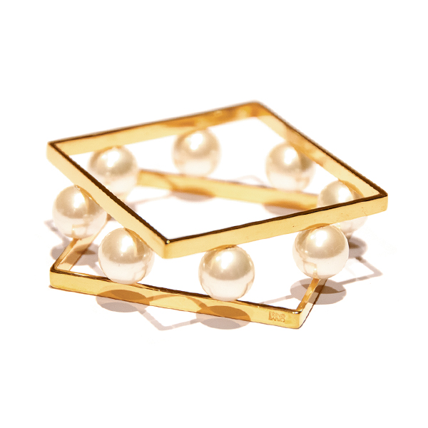 SQUARE PEARL BANGLE【GOLD】 - ELRINA